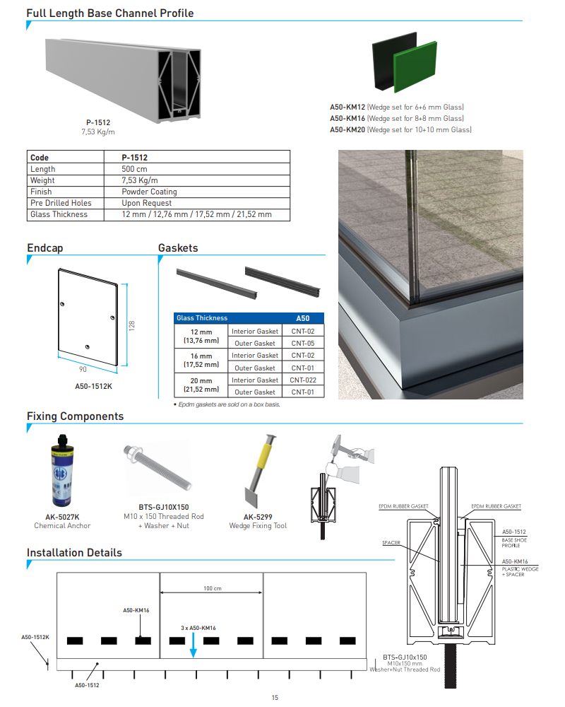 MA50 Glass balustrade